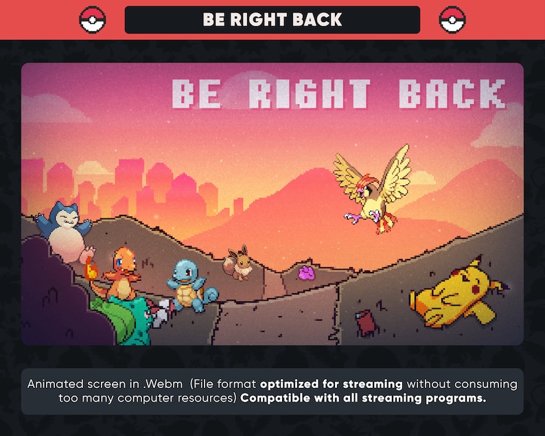 Pokemon Animated Screens, Cute Overlay , Twitch Screens , Animated ...
