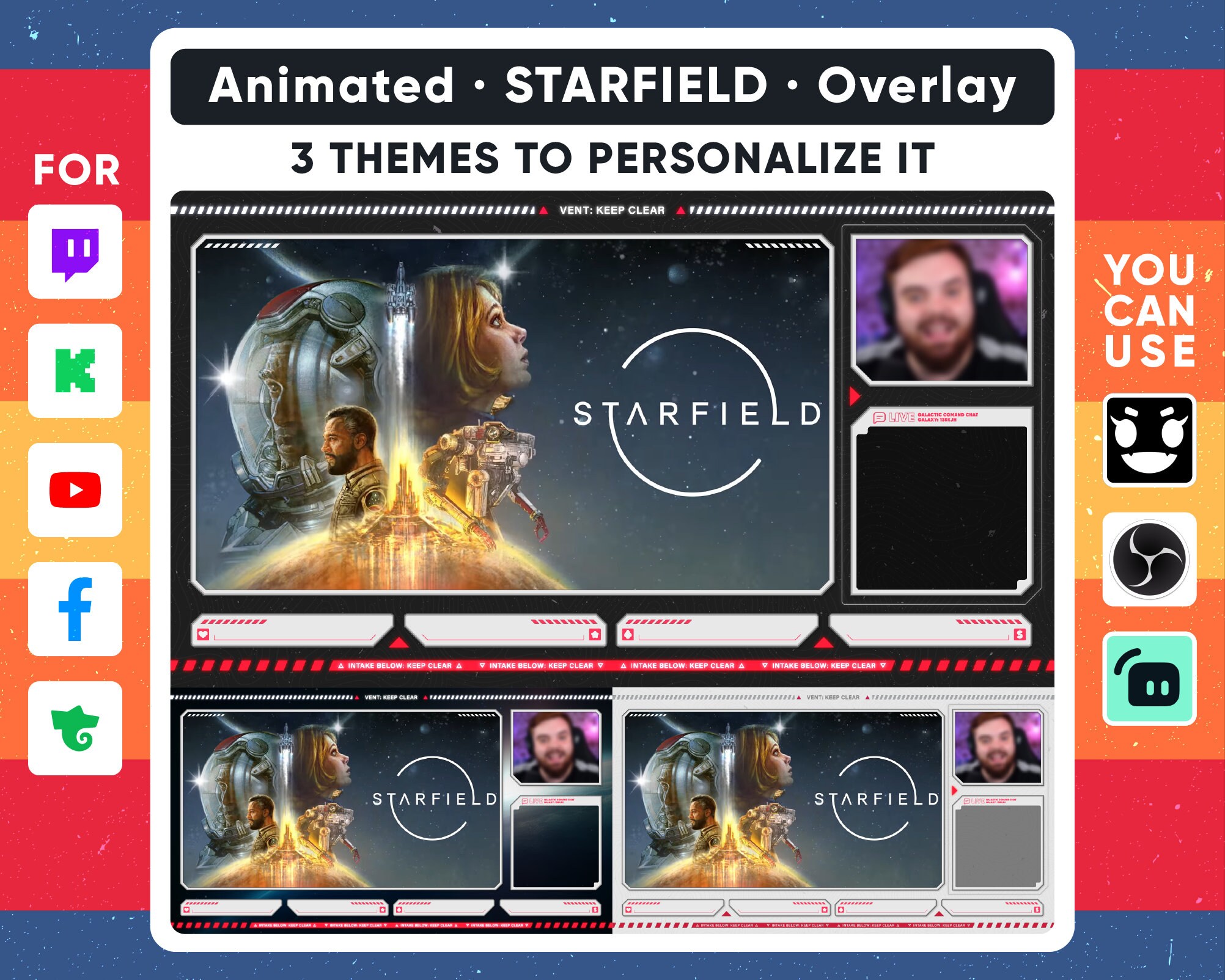 STARFIELD Overlay for Streaming, Future Minimalistic Twitch Overlay - Etsy