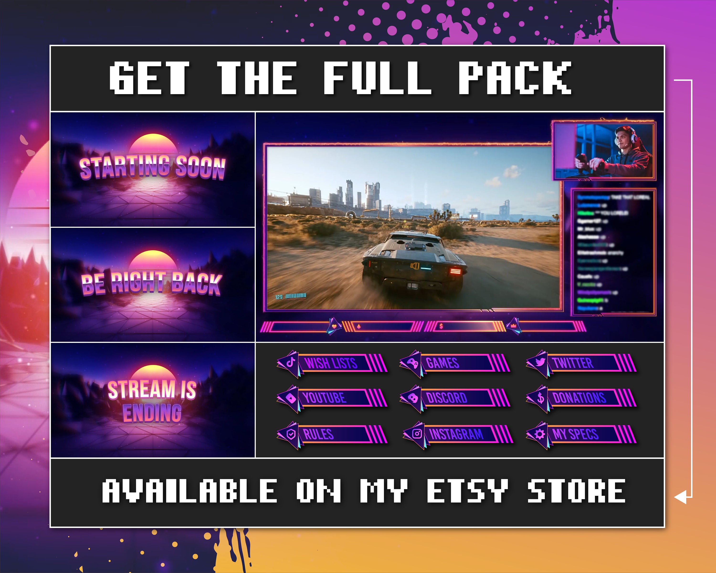 Animated Overlay Twitch Vaporwave Twitch Youtube Streaming - Etsy UK