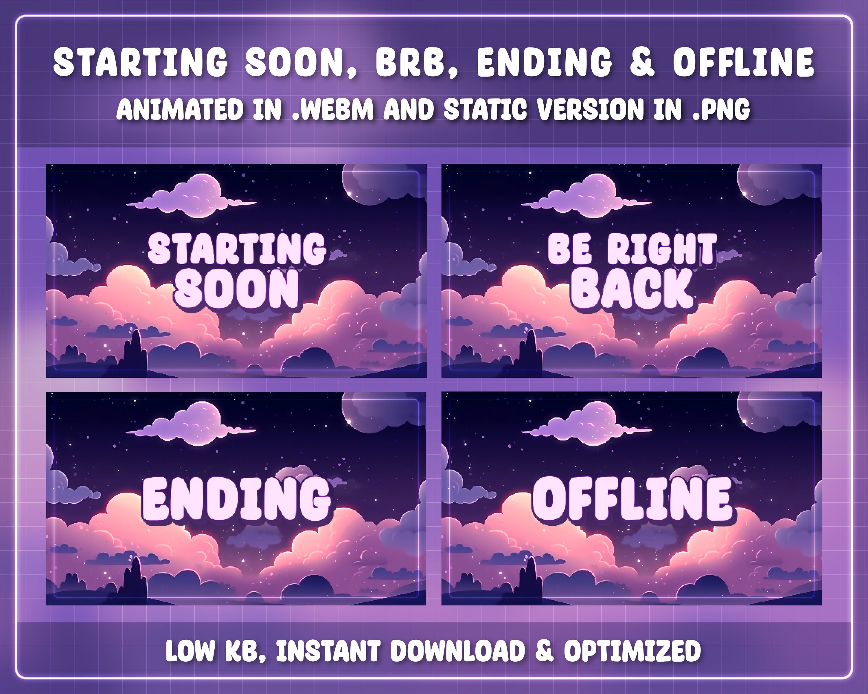 Animated Stream Package / Kick Overlay / Streaming Package / Cute and ...