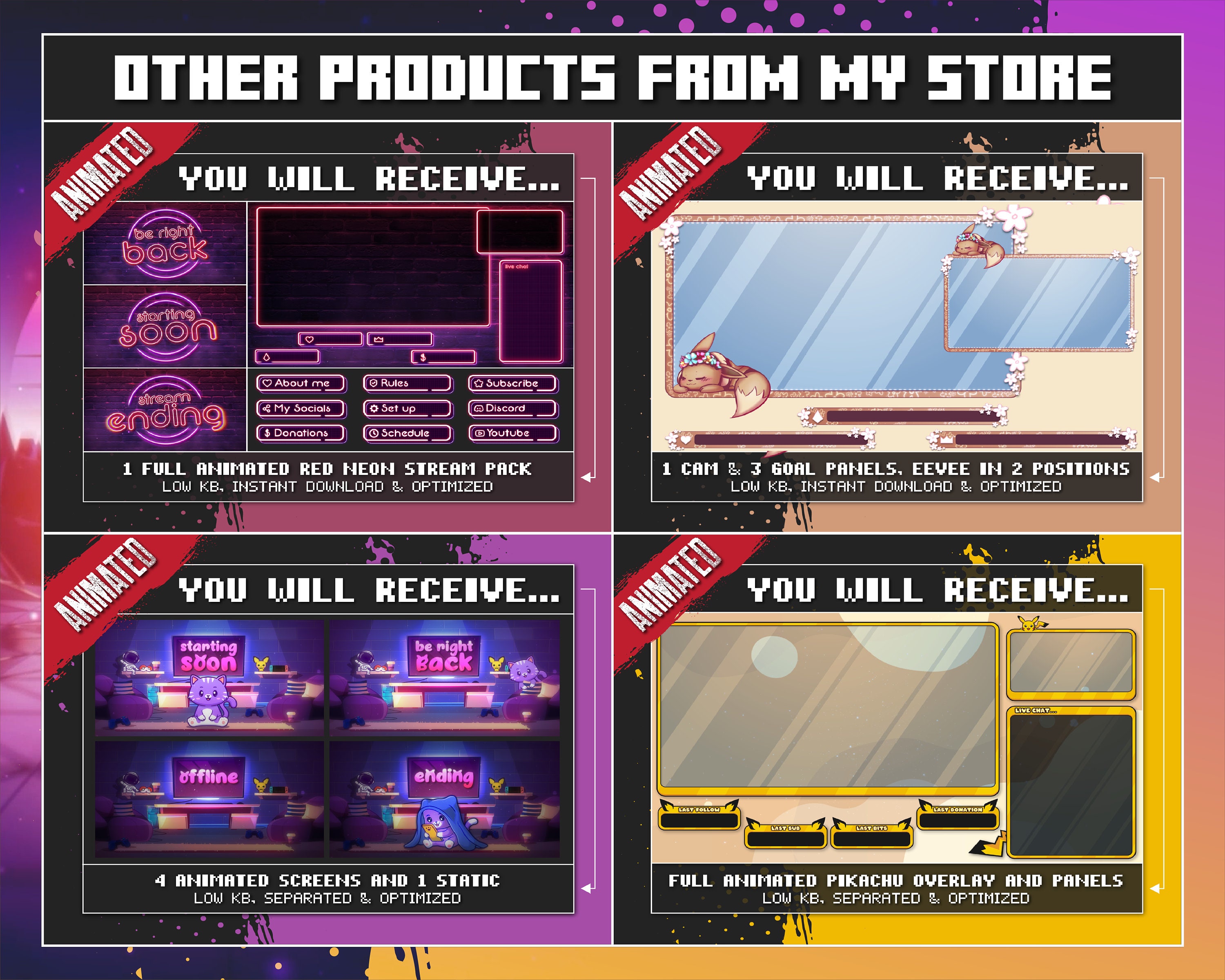 Animated Overlay Twitch Vaporwave Twitch Youtube Streaming - Etsy UK