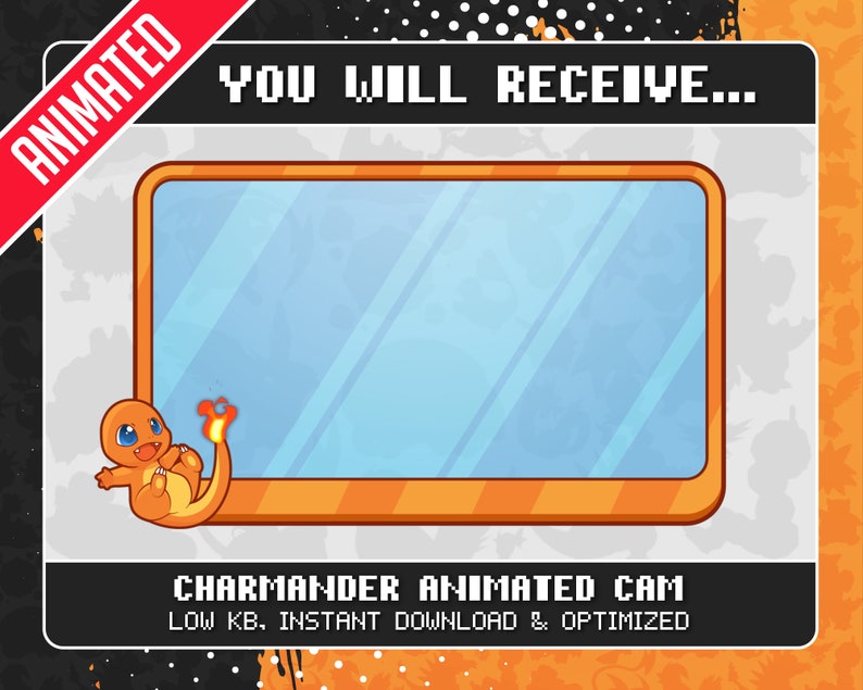 Pokemon Stream Webcam / Charmander Webcam / Twitch Overlay / Animated ...