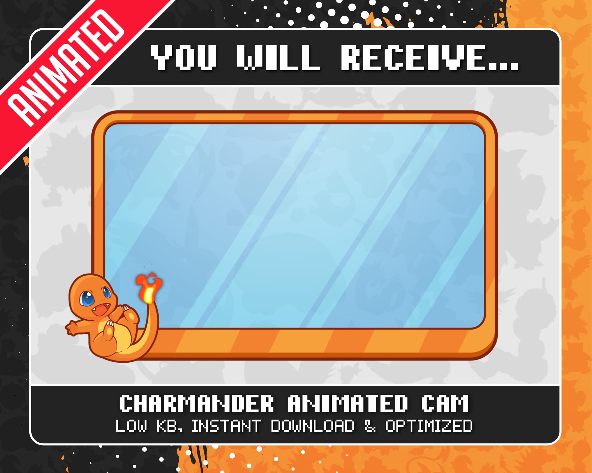 Pokemon Stream Webcam / Charmander Webcam / Twitch Overlay / Animated ...