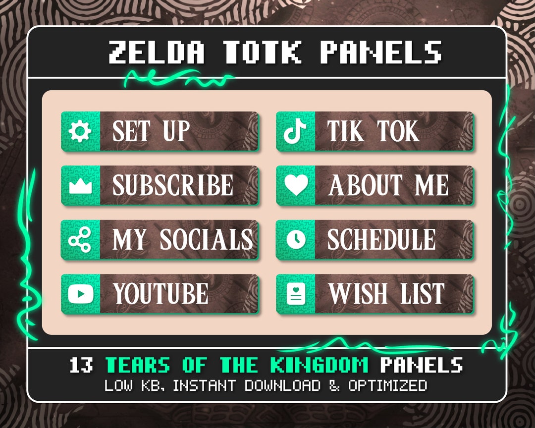 Zelda Tears of the Kingdom Twitch Panels | Zelda Overlay - Etsy