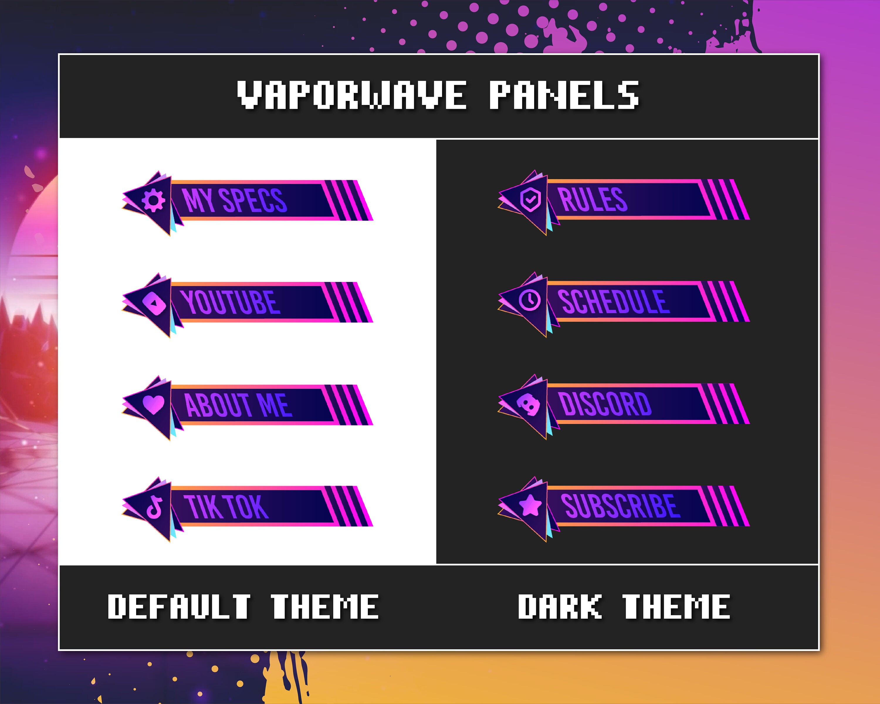 Twitch Vaporwave Panels - Twitch - Streaming - Etsy