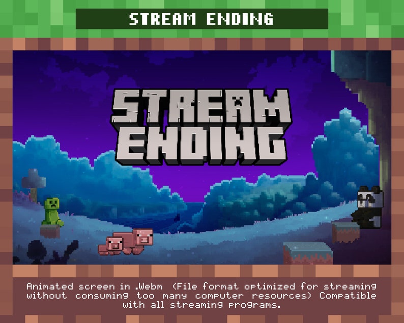 Animated Pixelgame Stream Screens | Minecart Stream Overlay | OBS Live ...