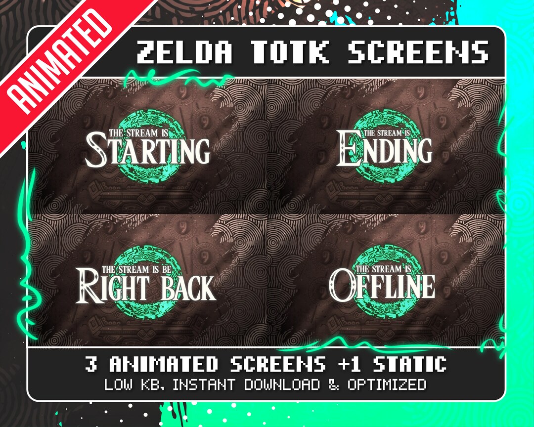 Zelda Tears of the Kingdom Screens for Twitch| Strating Soon, Be Right Back, Ending & Offline - Etsy