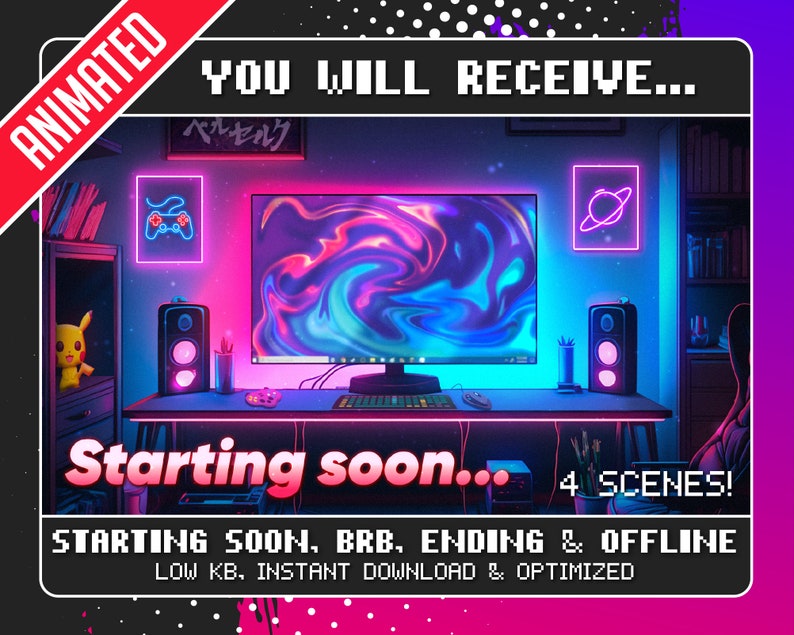 Cozy Animated Stream Screens Package | Twitch Gaming Room | Starting ...