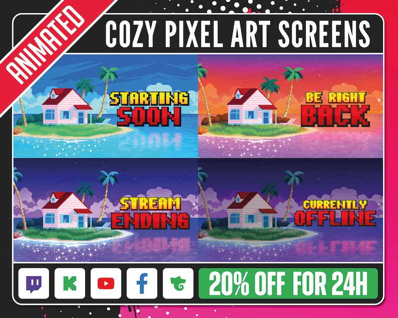Cozy Pixel Art Animated Screens, Anime Overlay , Twitch Screens ...