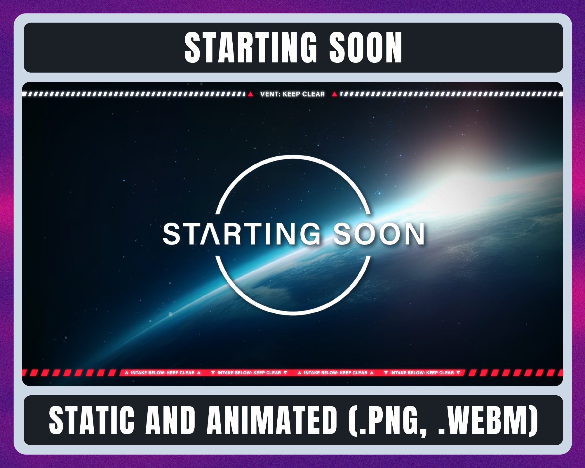 STARFIELD Stream Screens, Animated Starting Soon, Be Right Back, Ending ...