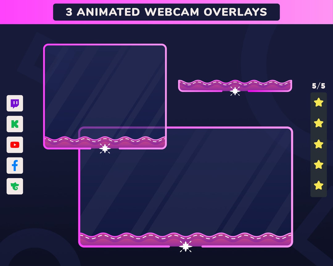 3 ANIMATED Pink Cute Overlay Webcam Borders, Webcam Overlays, Twitch ...