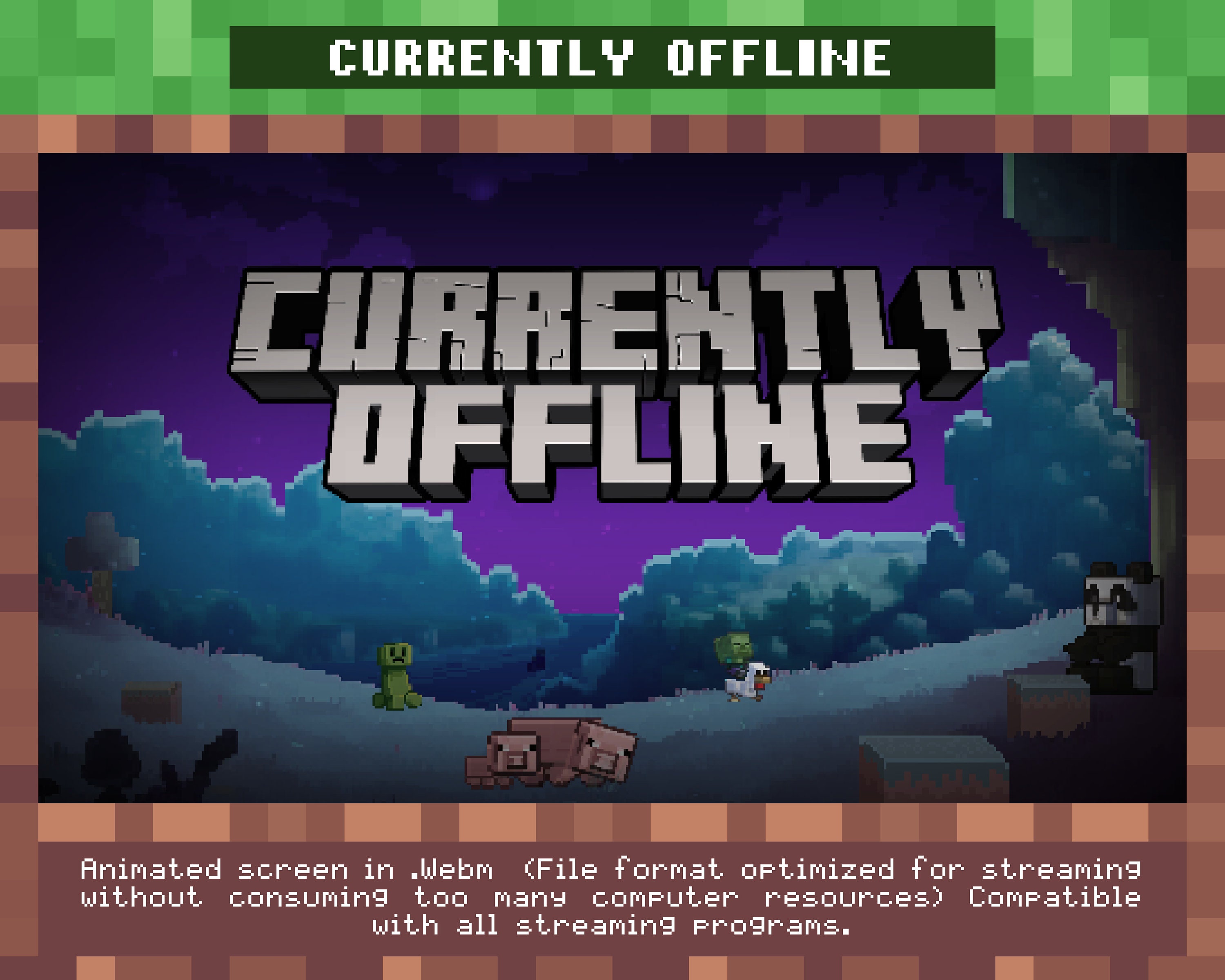 Animated Pixelgame Stream Screens | Minecart Stream Overlay | OBS Live ...