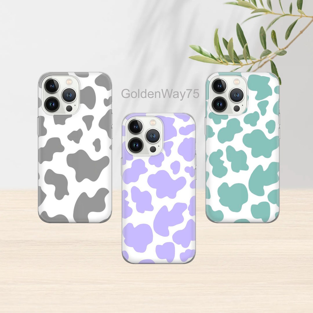 Soft Pastel Phone Case Cow Print Cover for iPhone 15 Pro Max 14 13 8 SE ...