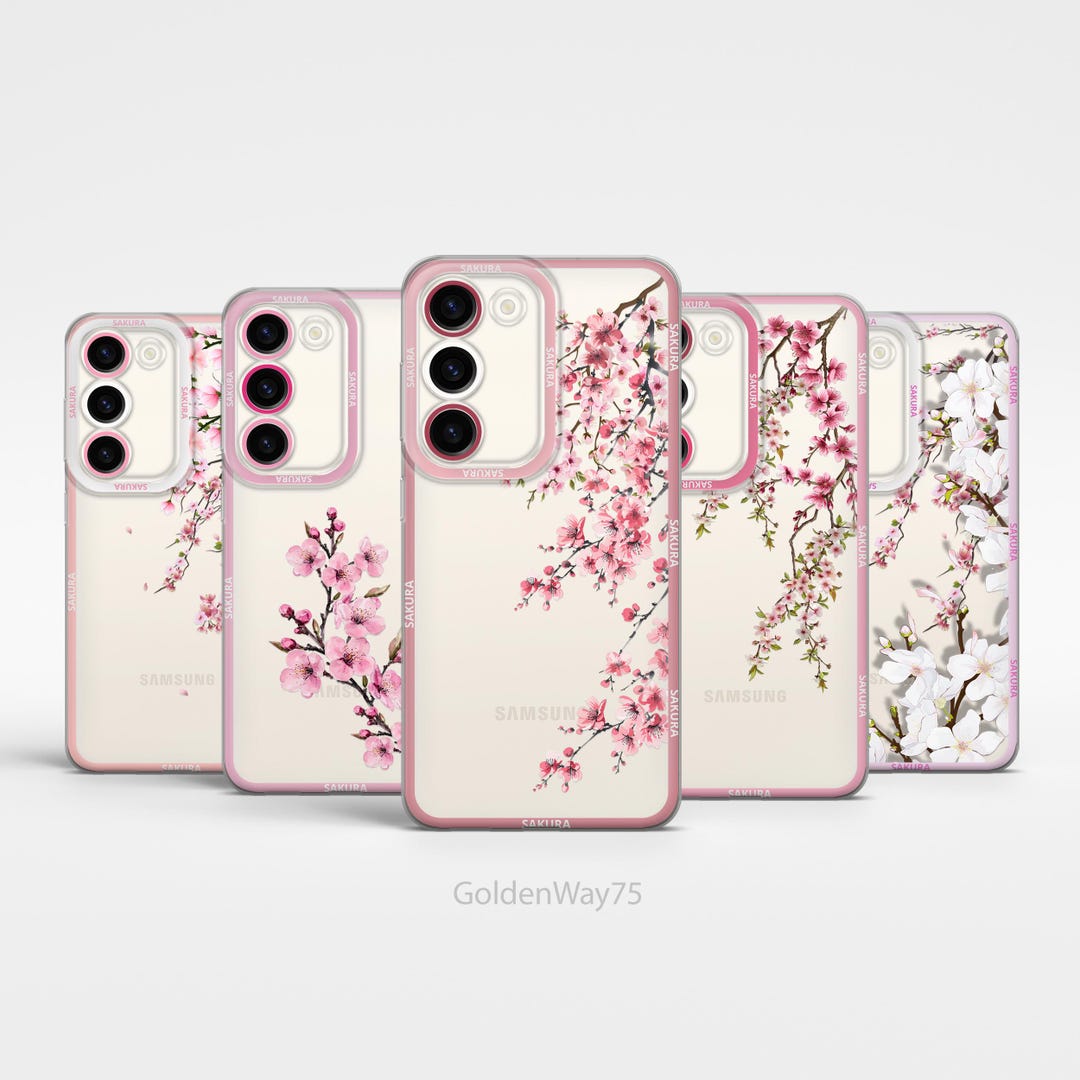 Personalized Clear Pink Sakura Phone Case for Samsung S24 Fe S25 Plus ...