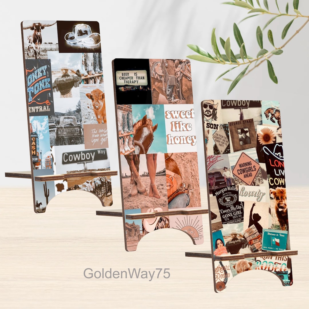 Eye-catching Wood Phone Stand Western iPhone Holder for iPhone 15 Pro ...