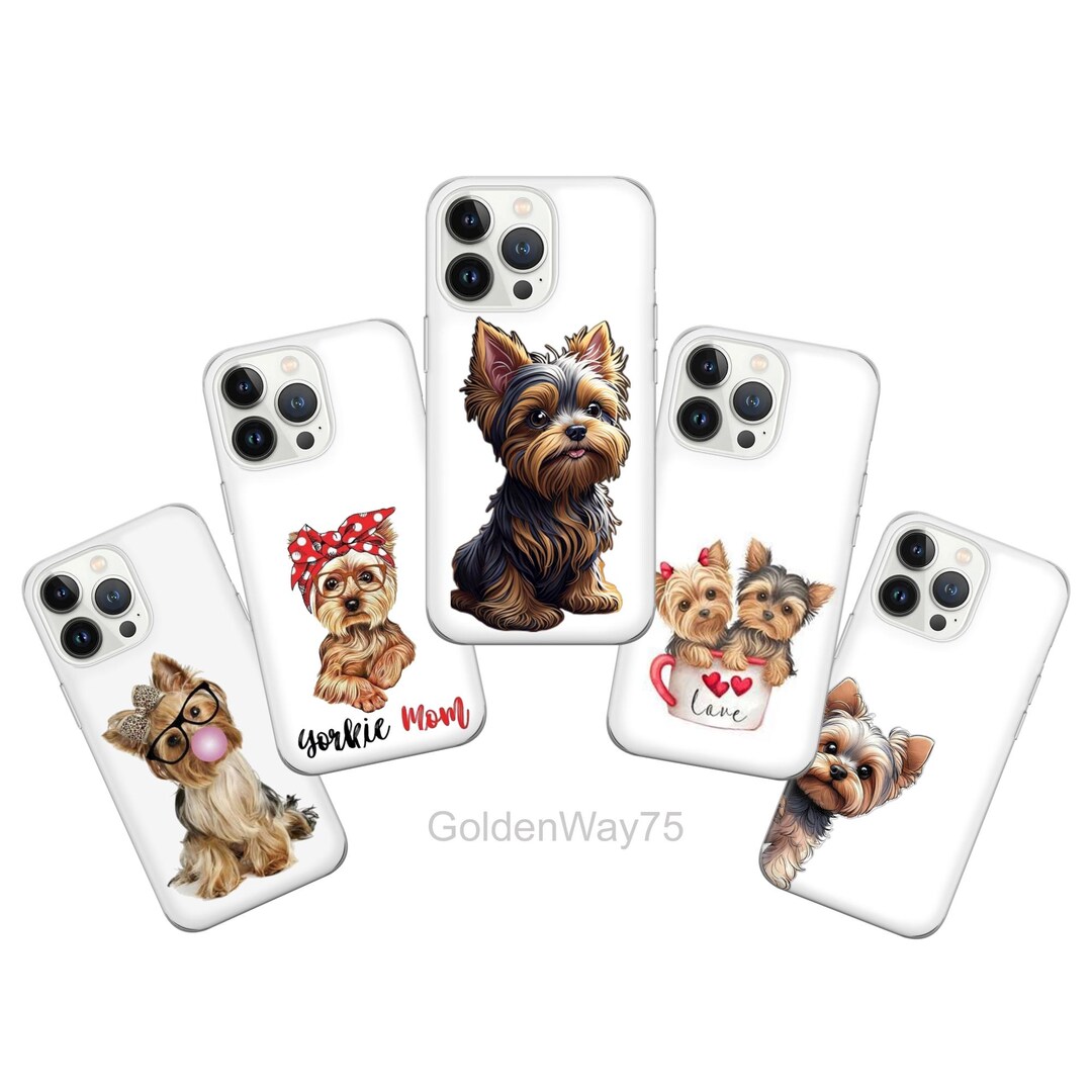 Cute Yorkie Family Dog Portrait Phone Case for iPhone 17 Air 16 15 Pro ...