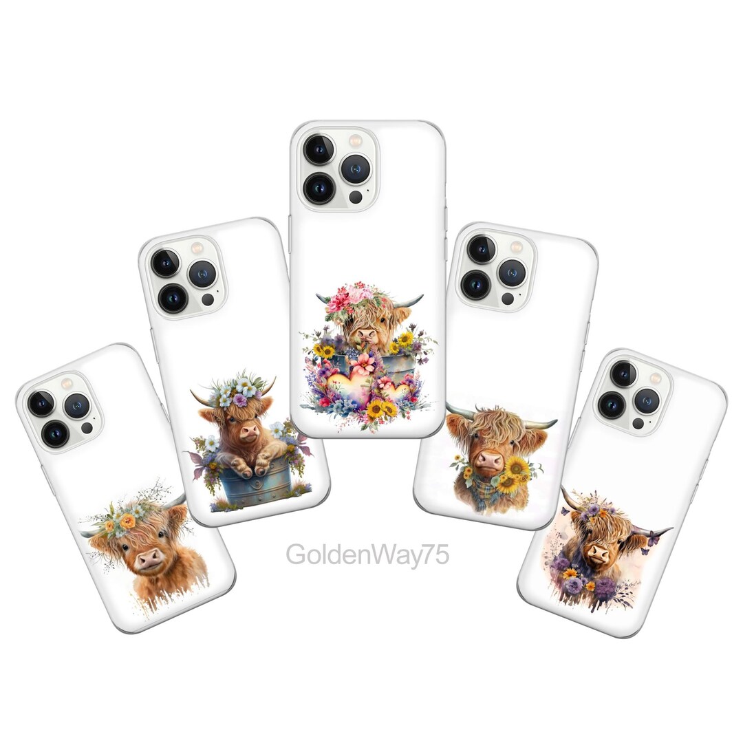 Cow Print Phone Case Highland Cow Cover for iPhone 16 16e 15 Pro Max 14 ...