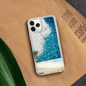 Sparkling Hawaii Liquid Glitter Phone Case for iPhone 15 14 13 12 11 XR ...