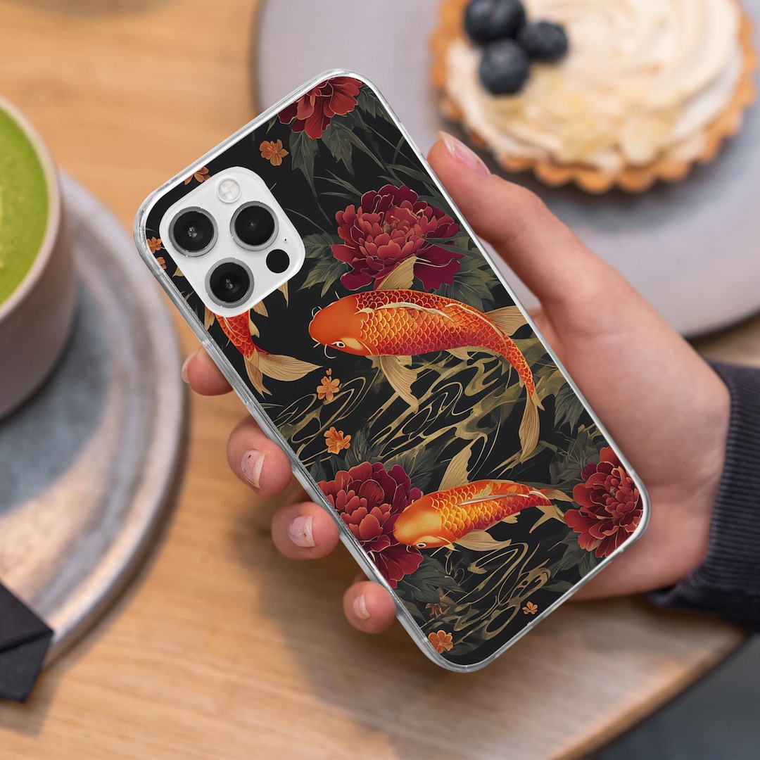 Japanese Floral Goldfish Phone Case for iPhone 17 Air 16 15 Pro Max 14 ...