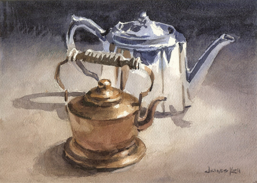 Antique Silver and Copper, A Watercolour Still Life - Etsy