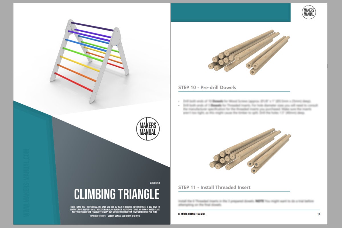 Triángulo de escalada y tobogán / Planos digitales de carpintería para ...