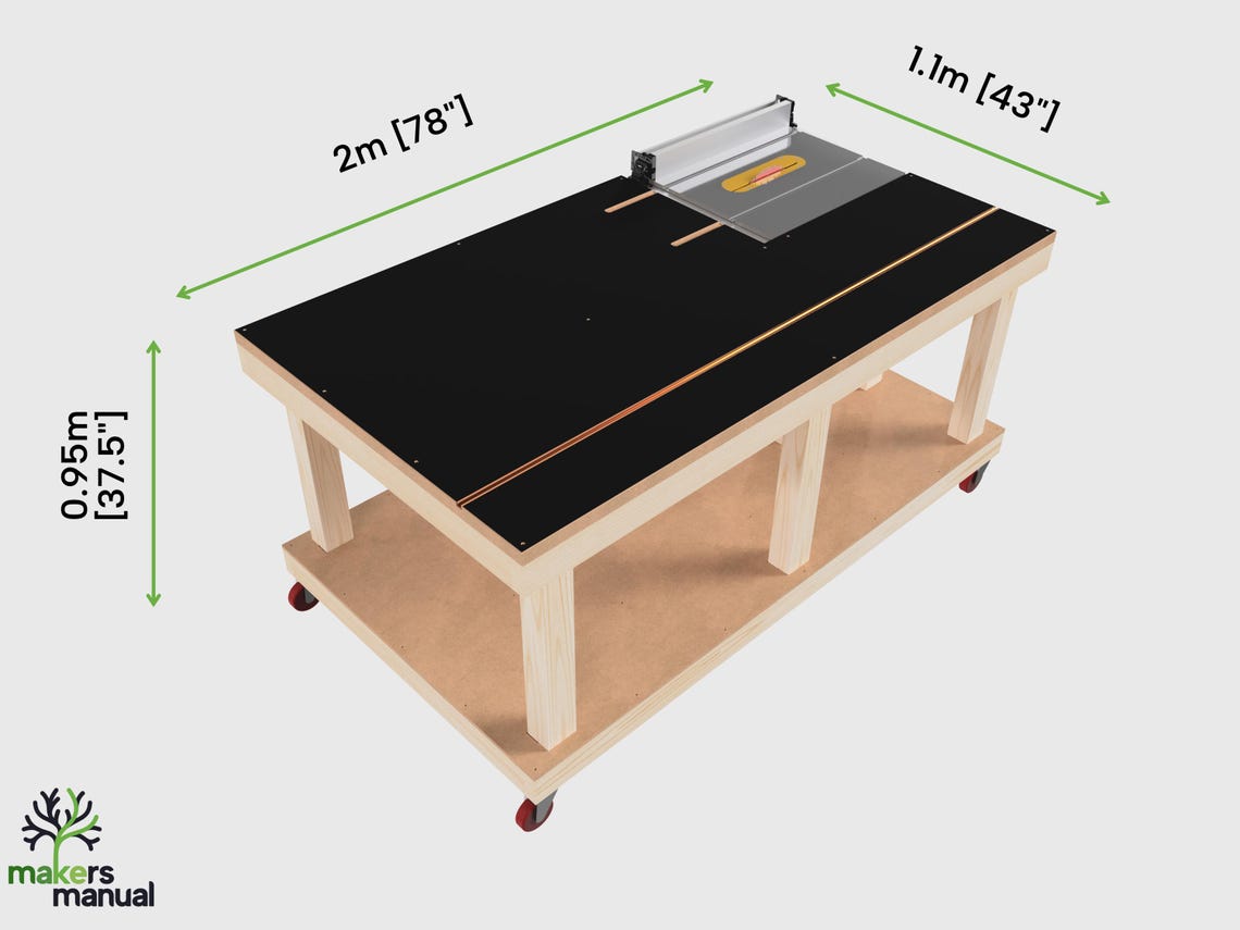 Workbench and Outfeed Table | PLANS DIY Digital Woodworking - Etsy