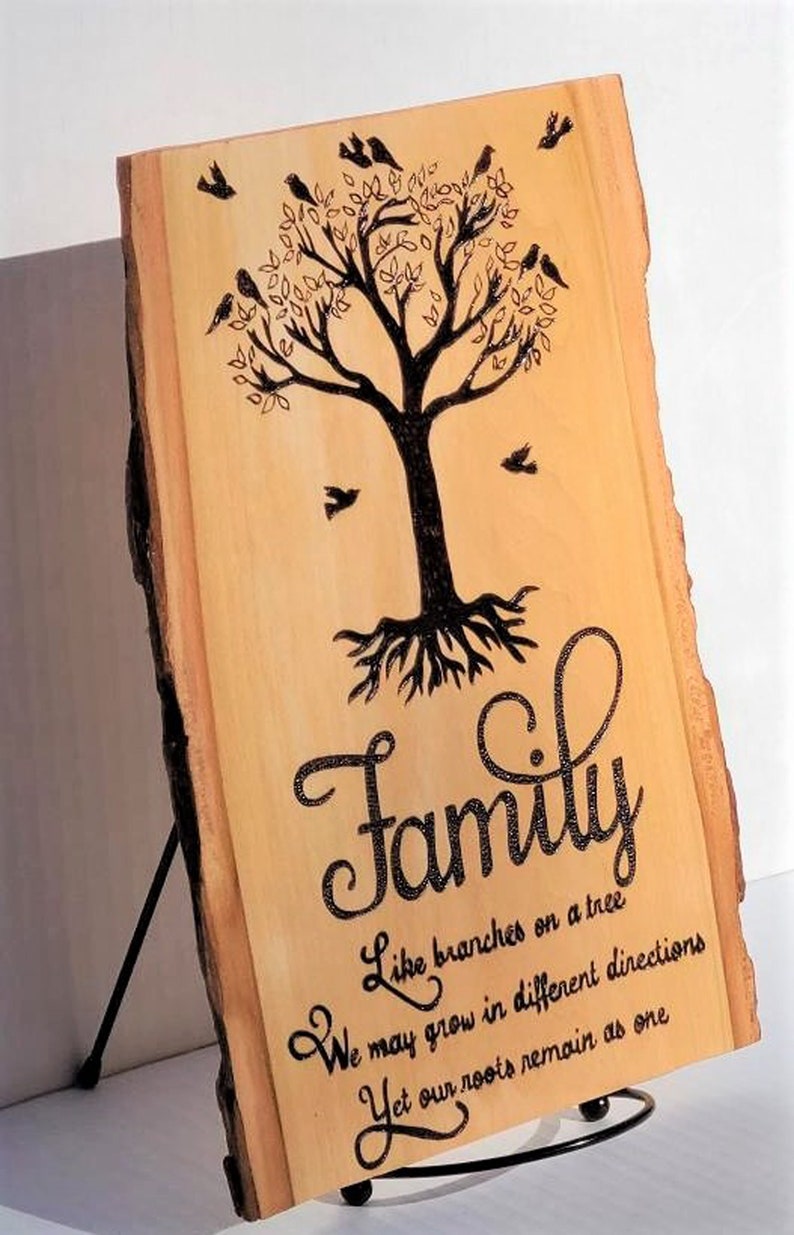 Wood Burned Family Tree Sign, Like Branches on a Tree yet Our Roots ...