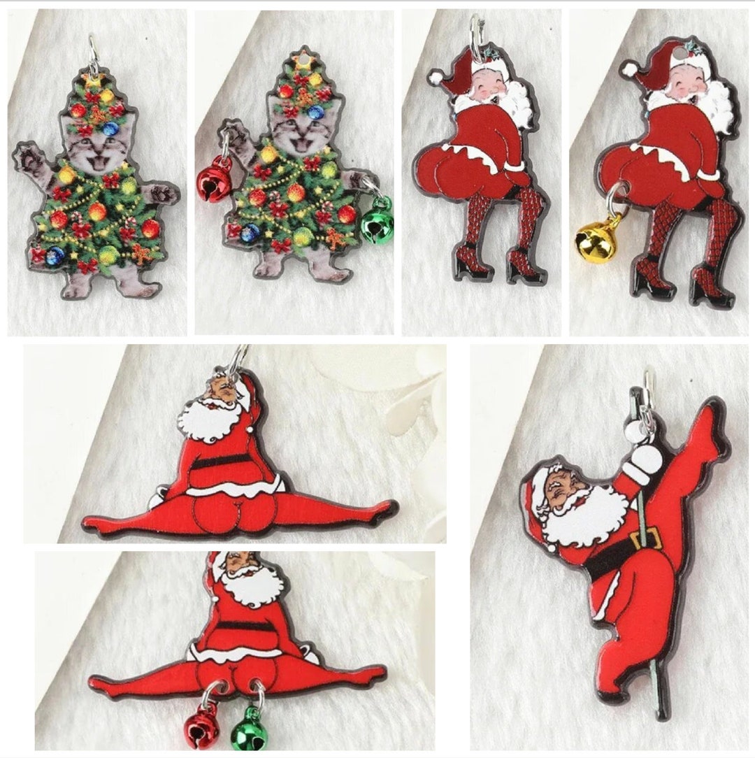 Santa Claus Pole Dance Acrylic Charms Twerking Jingle Bells Split Papa ...
