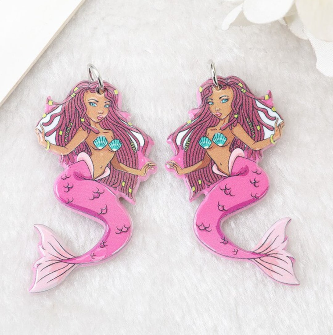 Mermaid Pastel Goth Acrylic Charms Mermaid Acrylic Charm Sea Maid Charm ...