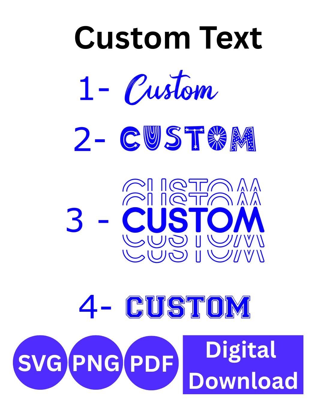Custom Name SVG | Personalized Text PNG, PDF (digital Download) - Etsy