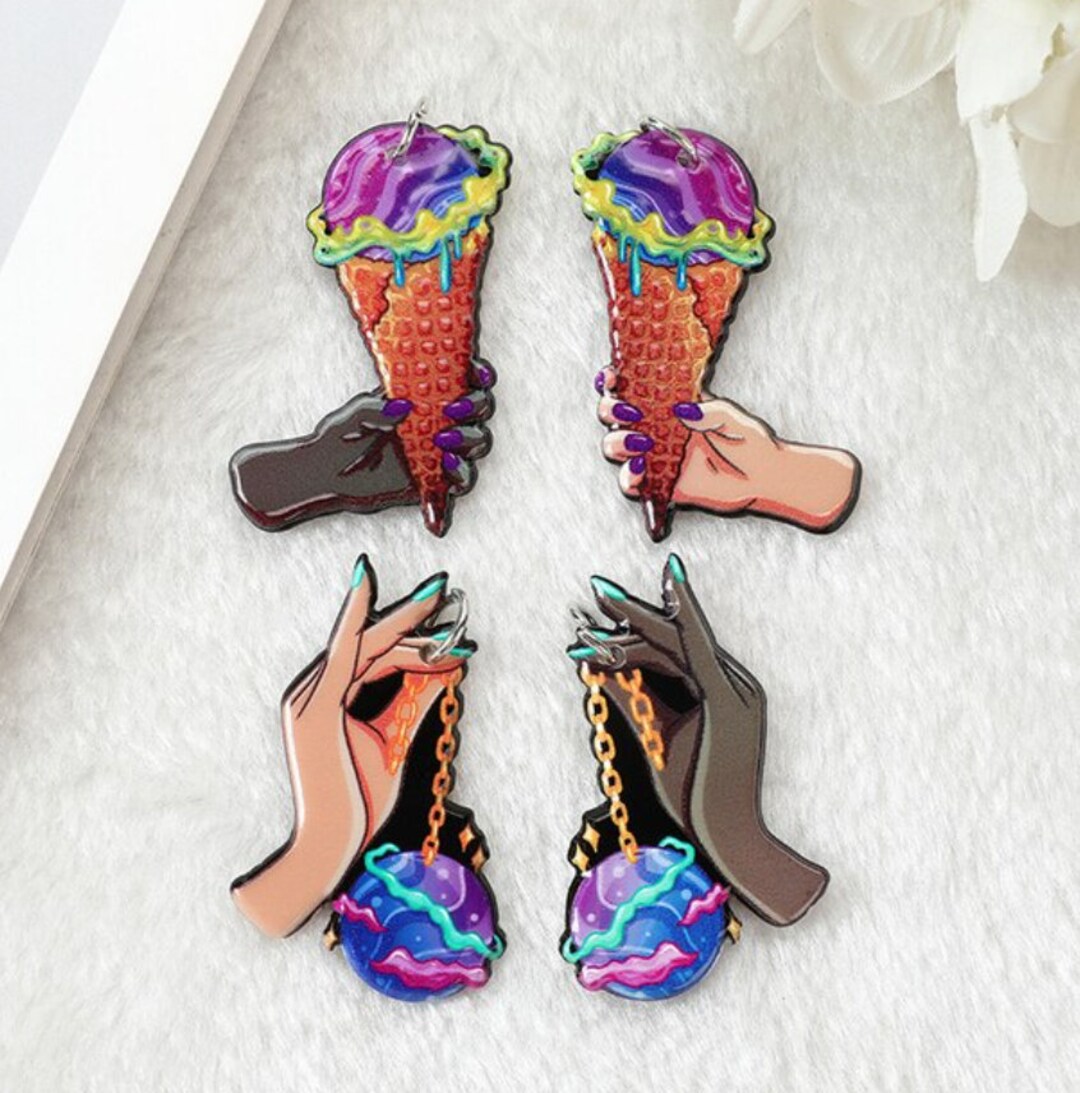 Space Charms | Psychedelic Hand With Ice Cream Satellite Planet Charms ...