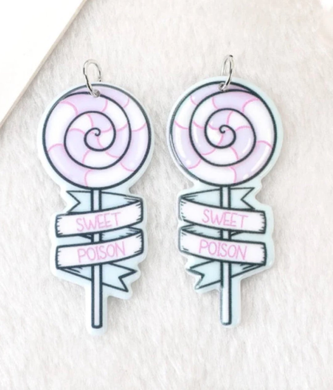 Pastel Goth Lollipop Sweet Poison Acrylic Charms or Earrings | Spooky ...