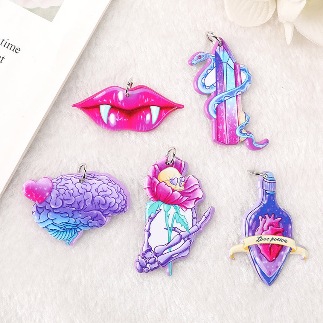 Creepy Valentine Acrylic Charms | Vampire Lips, Heart Brain, Love ...