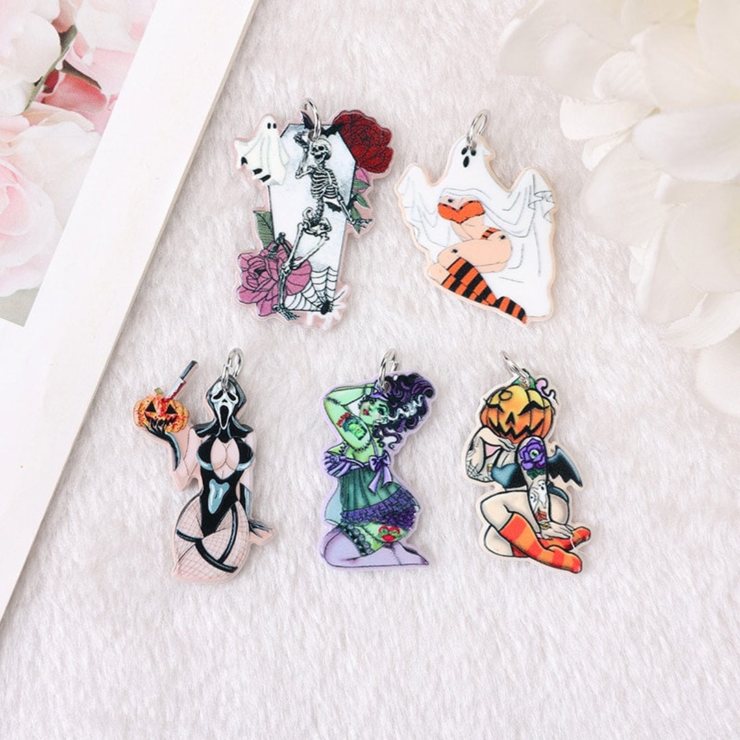 Pinup Ghost Acrylic Charms | Sexy Girl | Pinup Girl | Skeleton Coffin ...