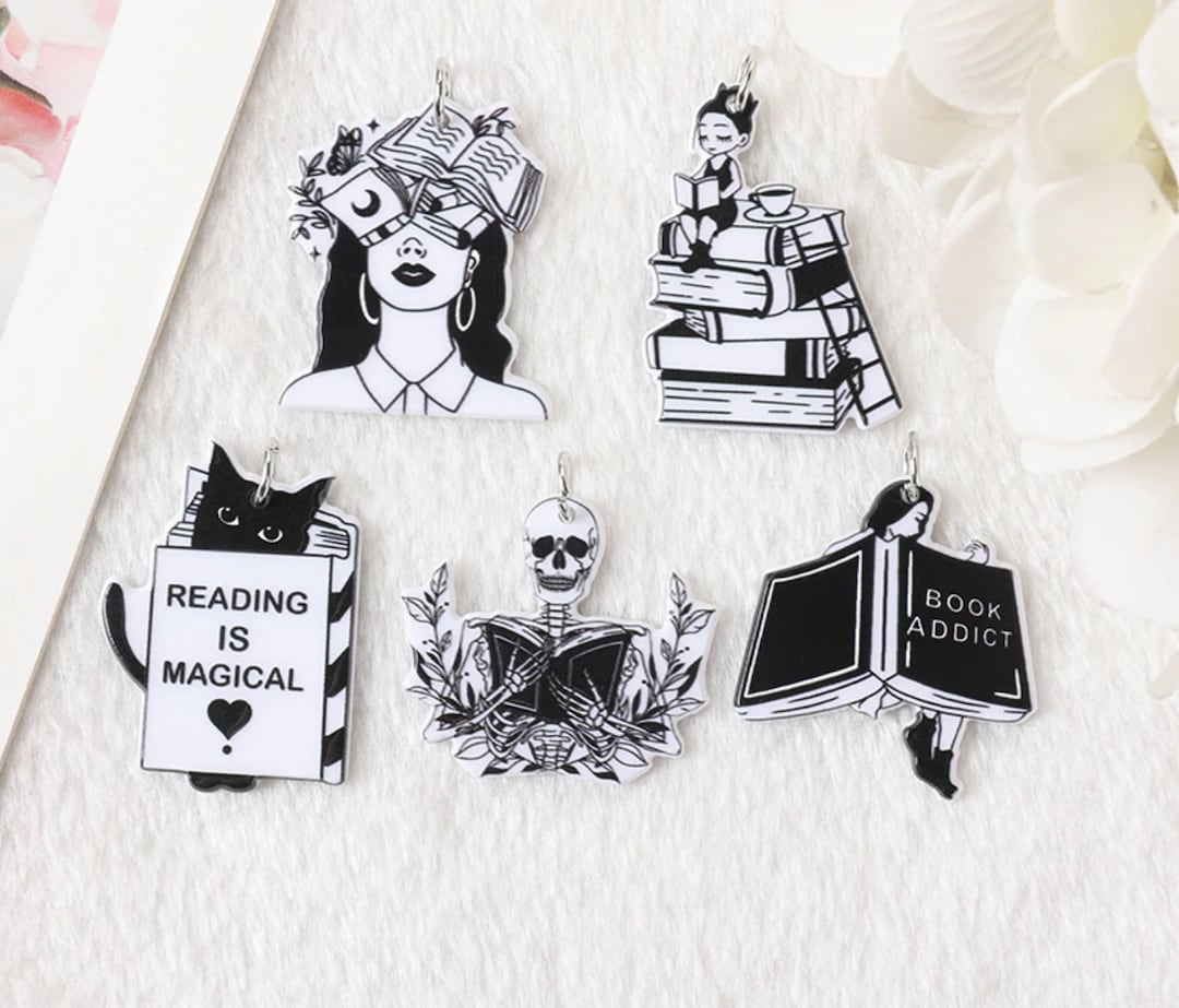 Love Books Girl Acrylic Charms | Book Adict | Reading is Magical | Cat ...