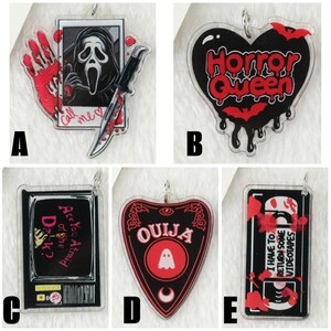Black and Red Halloween Acrylic Charms | Call Me | Horror Queen Heart ...