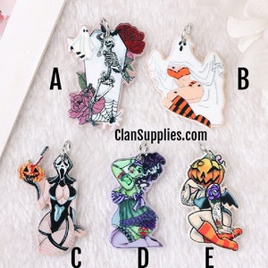 Pinup Ghost Acrylic Charms | Sexy Girl | Pinup Girl | Skeleton Coffin ...