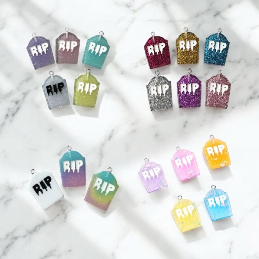 RIP Coffin Resin Charm Halloween Death Stone Jewelry Pendant DIY. Ref ...