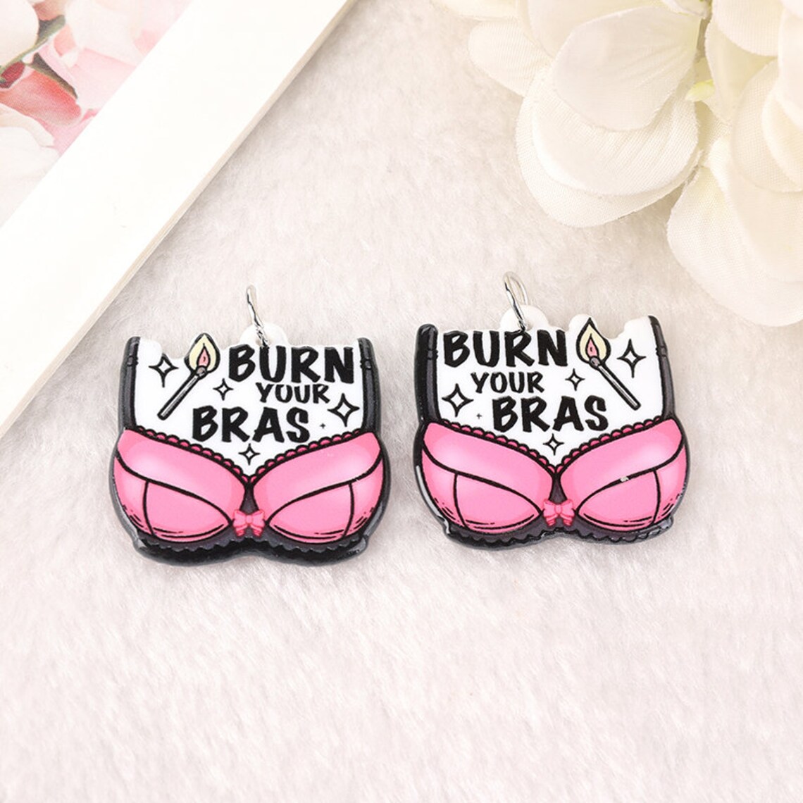 Feminist Acrylic Charm Burn Your Bras RIP Gender Roles - Etsy