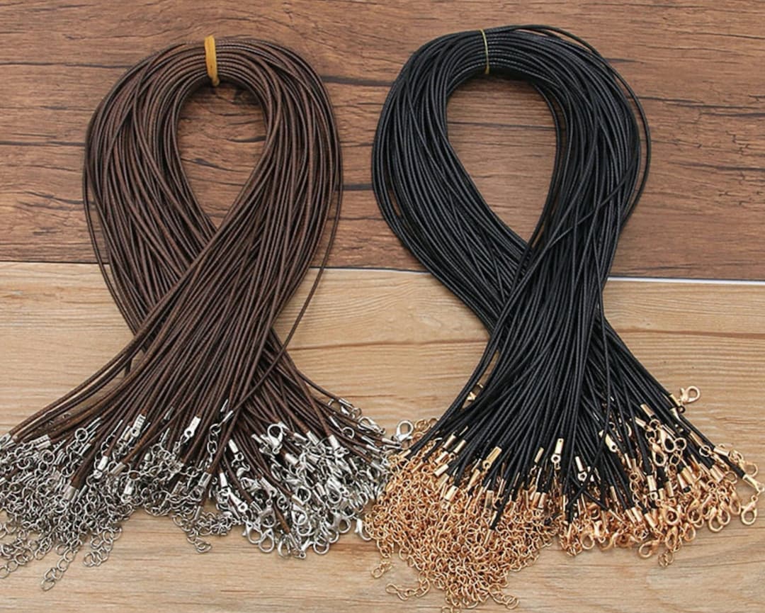 Braided Leather Cord Adjustable 1.5mm X 45cm Black or Brown | Lobster ...