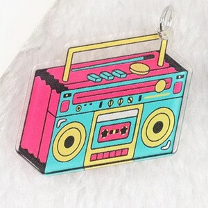 Retro Acrylic Charms | Game Boy | TV | Phonograph Record | Rubik's Cube ...