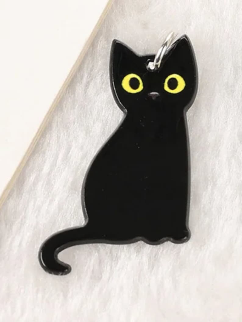 Black Skeleton Cat Acrylic Charm | Halloween DIY Jewelry - Etsy