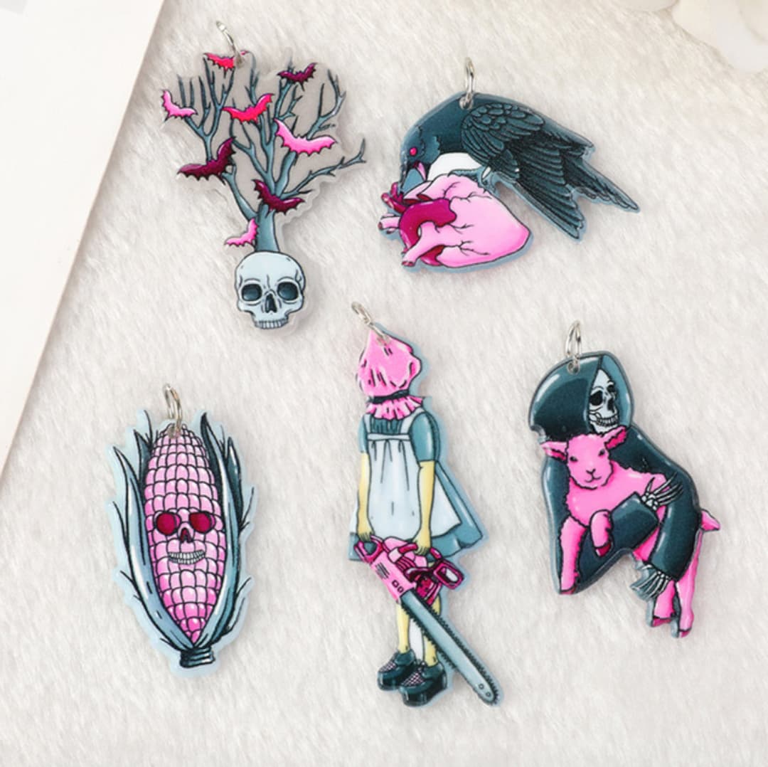 Pastel Goth Charms | Spooky Creative Charms | Skull Tree Charm | Raven ...