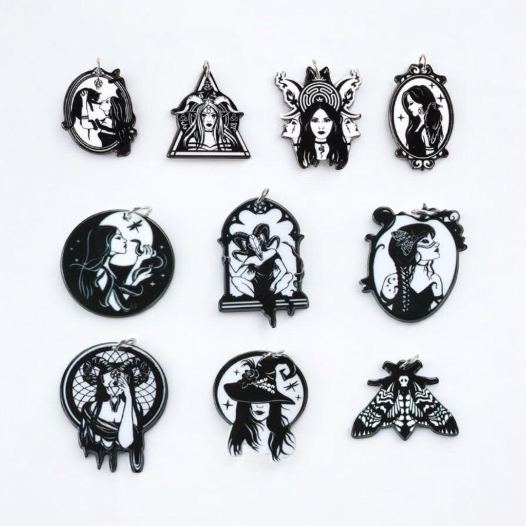Wicca Witch Gothic Acrylic Charms | Dark Magic Goth Jewelry | Ref: P42 ...