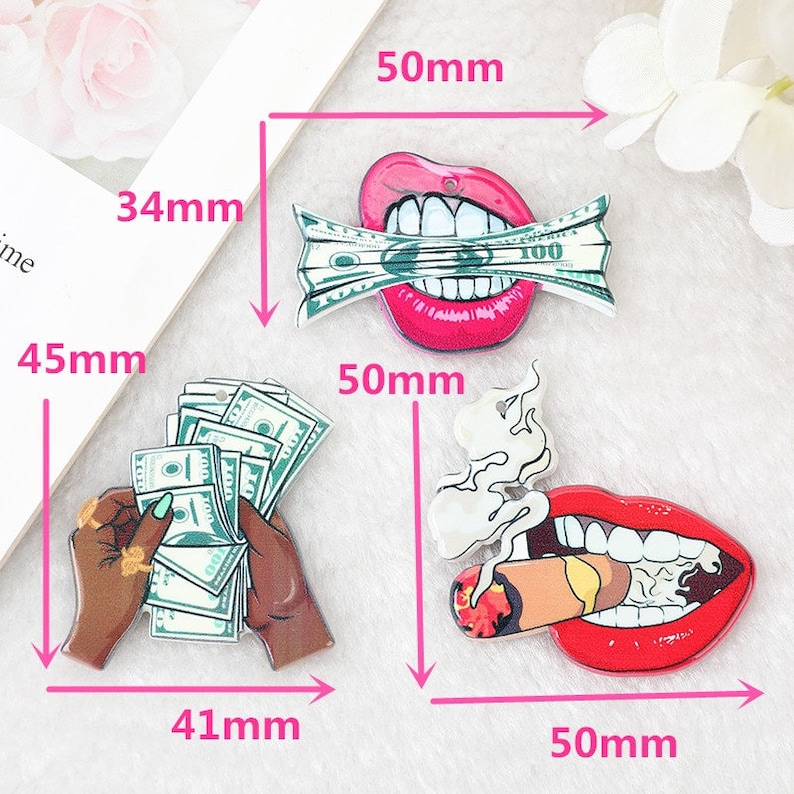 Pastel Goth Dollar Bill Acrylic Charms Love Paper Money - Etsy