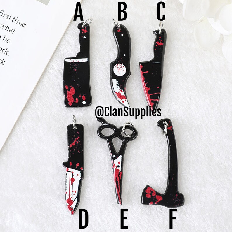 Bloody Gothic Weapon Acrylic Charms | Scissors | Axe | Ref: P65 - Etsy