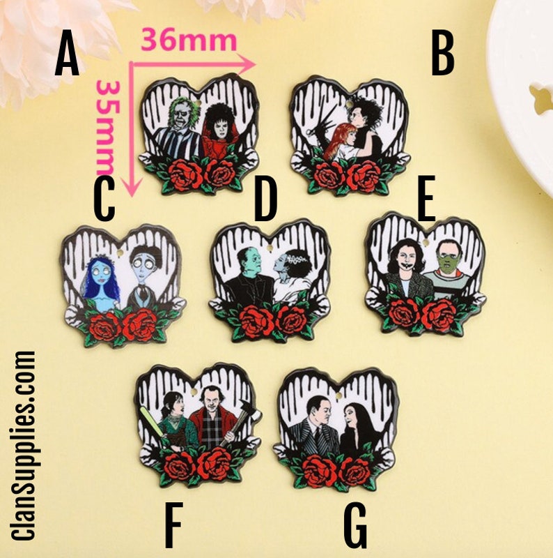 Horror Movie Couples Acrylic Charm | Gothic Jewelry DIY - Etsy