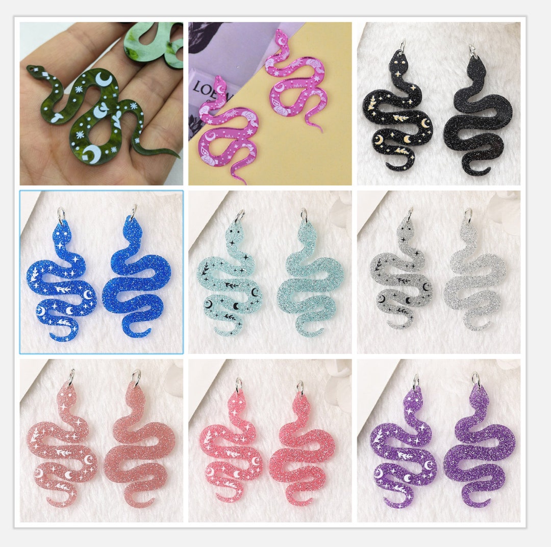 Moon Snake Charms Snake Acrylic Charm Serpent Pendant Ref: P213 - Etsy