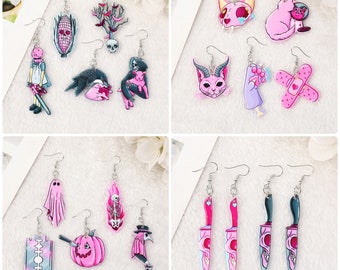 Bioheart Biohazard Heart Pastel Goth Hoop Earrings Jewelry 3D - Etsy