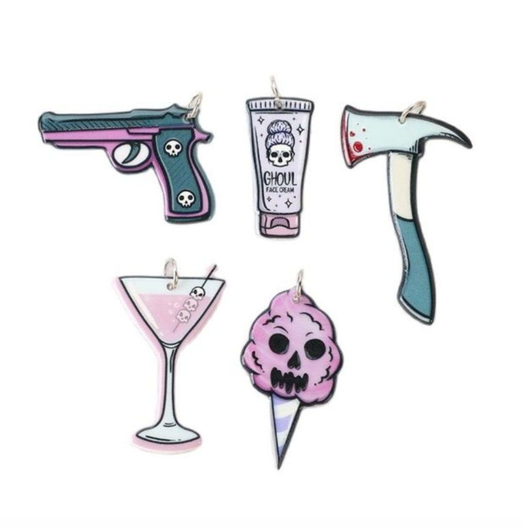 Acrylic Gun Charms | Skull Cocktails | Ghoul Face Cream | Bloody Axe ...